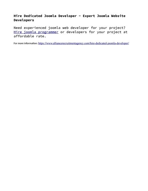 Hire Dedicated Joomla Developer Expert Joomla Website Developers By