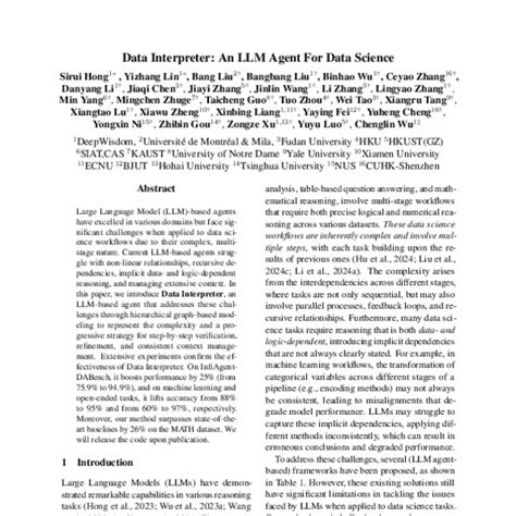 data interpreter an llm agent for data science acl anthology
