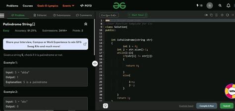 Ankit Mandloi On Linkedin Q 1 Checking Is Given String Palindrome Or Not Example Input S