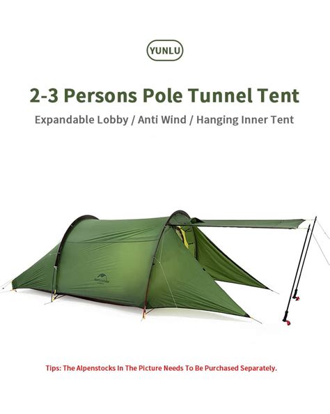 Naturehike CLOUD TUNNEL Camping Tent 2.6kg Ultralight for 2 Person ...