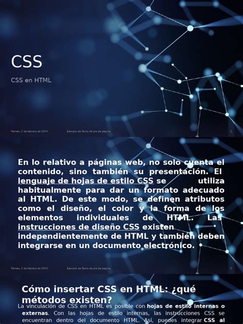 Css En Html Martes 2 De Febrero De 20xx Ejemplo De Texto De Pie De Página 1 Pdf Html