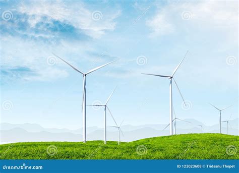 Wind Turbine With Blue Sky Stock Photo Image Of Renewable 123023608