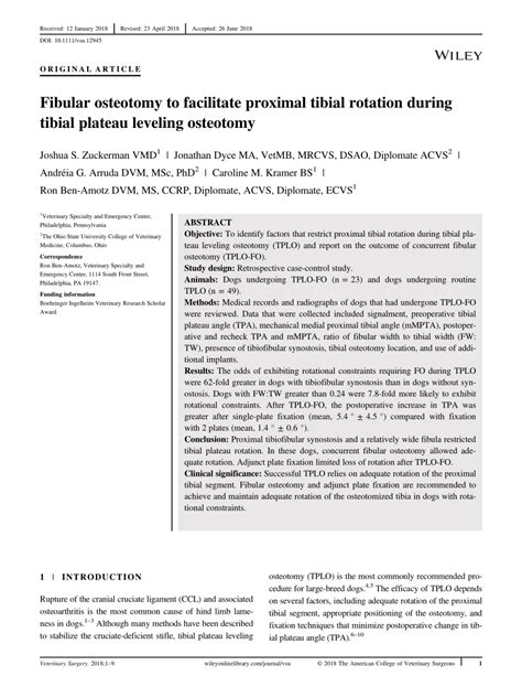 Pdf Fibular Osteotomy To Facilitate Proximal Tibial Rotation During