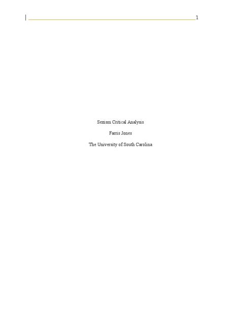 Sexism Critical Analysis Pdf Sexism Feminism