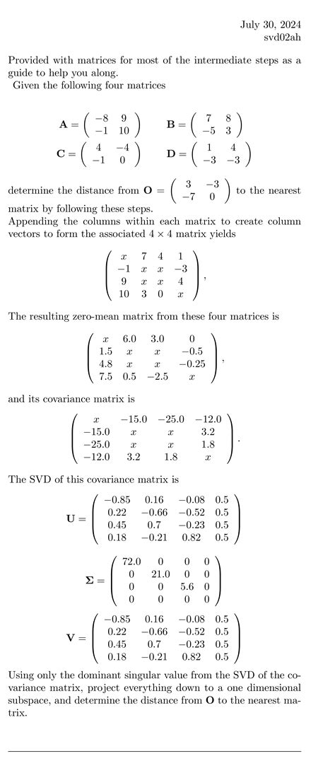 Solved July 30, 2024svd02ahProvided with matrices for most | Chegg.com