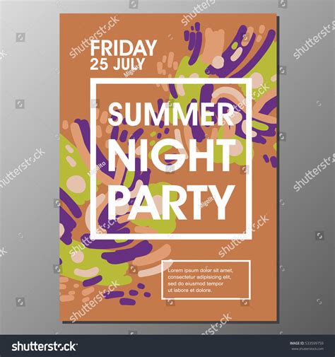 Summer Night Party Vector Flyer Template Stock Vector Royalty Free