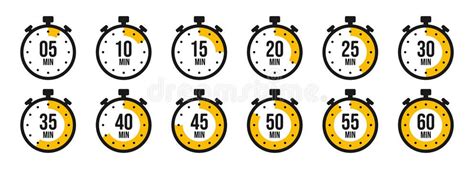 Stopwatch Icons Colorful Simple Chronometer Time Counter With Dial Stock Illustration