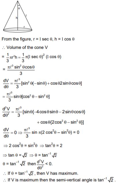 Show That The Semivertical Angle Of The Cone Of Maximum Volume And Of