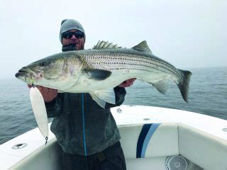Fishing Flutter Spoons For Striped Bass On The Water