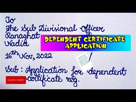 Dependent Certificate Letter How To Write An Application For Dependent Certificate Of Family