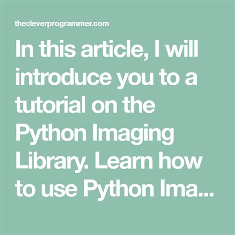 Python Imaging Library Pil Tutorial