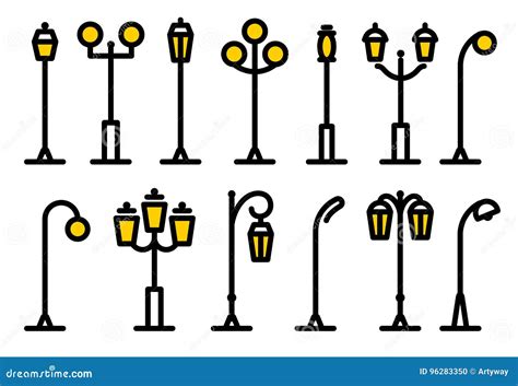 Colección De Los Iconos De La Farola Del Esquema Ejemplo Aislado Del