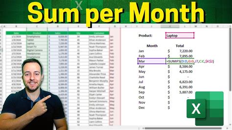 How To Sum Per Month In Excel And Add More Criteria Like Product