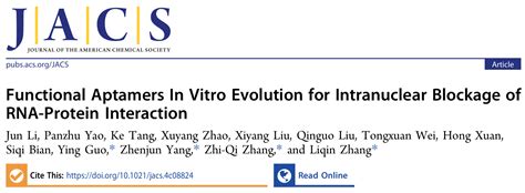 课题组工作在journal Of The American Chemical Society杂志发表 Liqin Zhang Lab 张力勤课题组