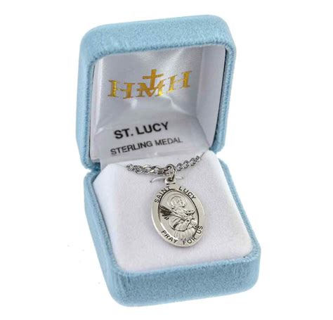 St Lucy Patron Saint Medal Oval 24 Inch Chain Christianapostles