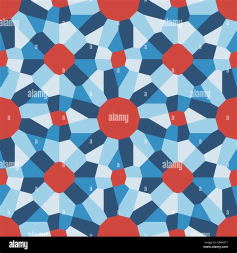 Vector Seamless Blue Red Geometric Tiling Pattern Stock Vector Image And Art Alamy