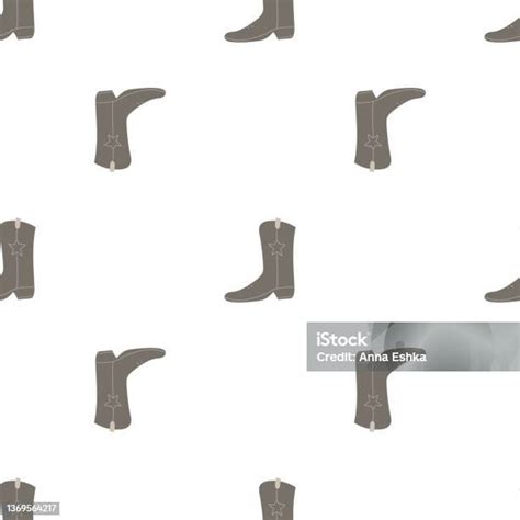 장식매끄러운 패턴의 카우보이 부츠 와일드 웨스트 테마 흰색 배경에 손으로 그린 컬러 트렌디 한 벡터 일러스트레이션 가죽에 대한 스톡 벡터 아트 및 기타 이미지 Istock
