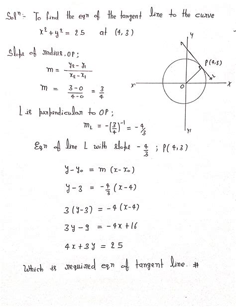 [solved] Find The Equation Of The Line Tangent To The Indicated Curve