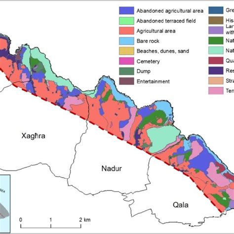 Detailed Land Use Map The Red Dashed Line Identifies The Inland
