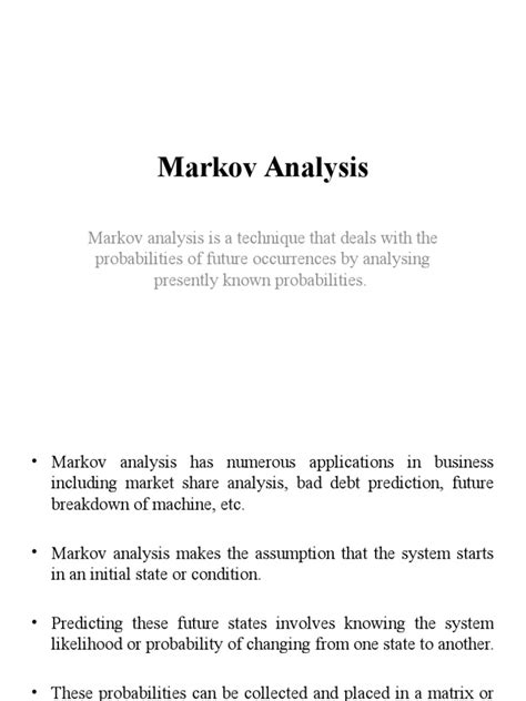 Markov Analysis Pdf Markov Chain Applied Mathematics