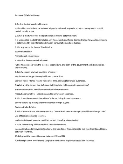Model Ans Pdf Money Supply Money
