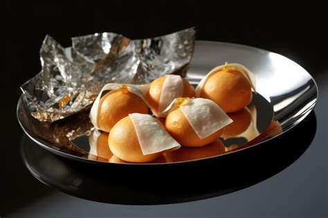 Premium Ai Image Delicious Pastries On A Silver Platter