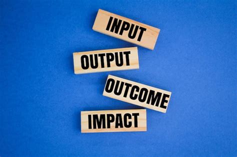 Premium Photo Wood With The Words Input Output Outcome And Impact In