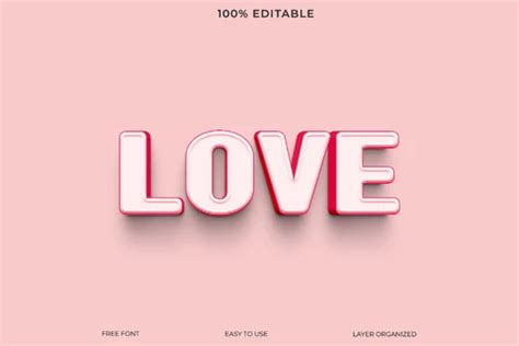 Love Text Style Effect Free Photoshop Psd File