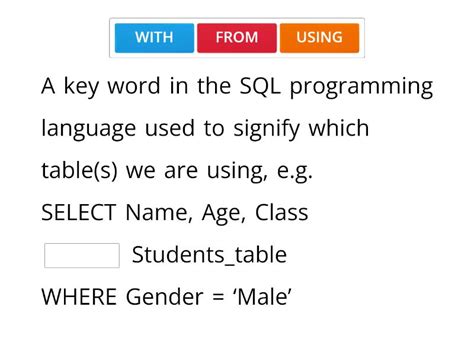 Gcseu7sql Statements Complete The Sentence
