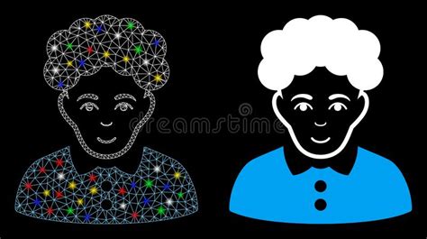 Flare Mesh Network Brunette Woman Icon With Flare Spots Stock Vector
