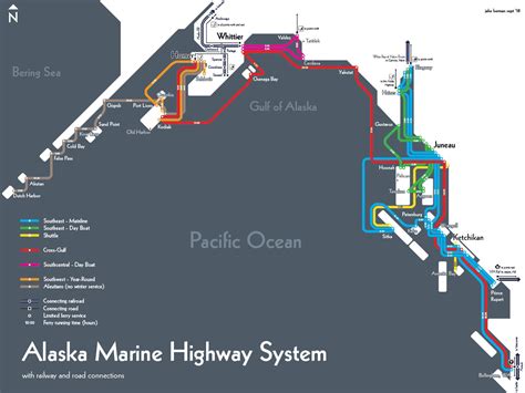 Alaska Marine Highway System Ferry Map Print Original Art Etsy