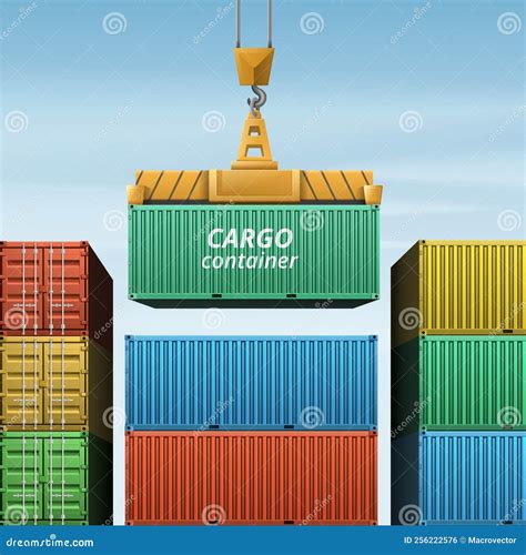 Cargo Container Loading Composition Stock Vector Illustration Of Storage Delivery 256222576