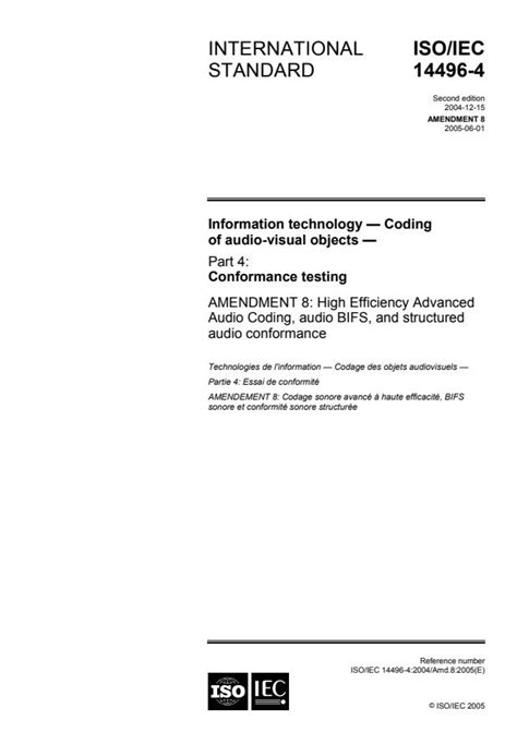 ISO IEC 14496 4 2004 Amd 8 2005 Information Technology Coding Of Audio Visual Objects Part 4