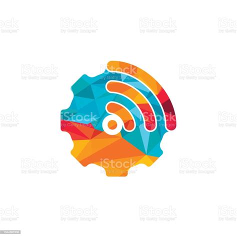 기어 와이파이 벡터 로고 디자인 템플릿 산업용 연결된 Iot 무선 기호 공장 산업 건물에 대한 스톡 벡터 아트 및 기타 이미지
