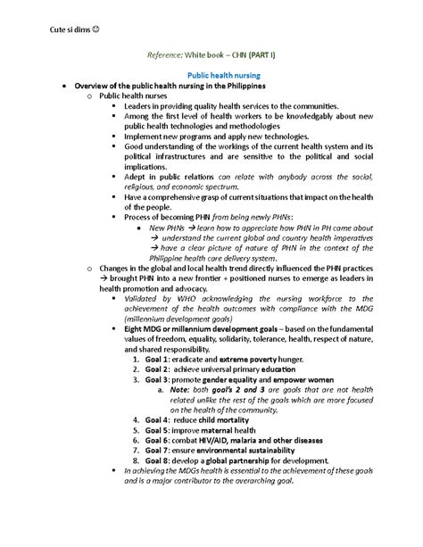 Chn Whitebook Handouts Part I Reference White Book Chn Part I Public Health Nursing