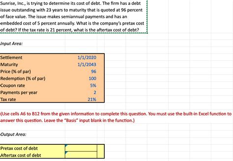 Solved Sunrise Inc Is Trying To Determine Its Cost Of