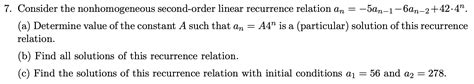 Solved 7 Consider The Nonhomogeneous Second Order Linear