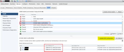 Vxrail Vsan Health Failed Vcenter State Is Authoritative Dell