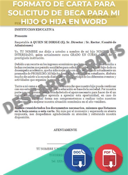 Carta Para Solicitud De Beca Ejemplos Y Formatos