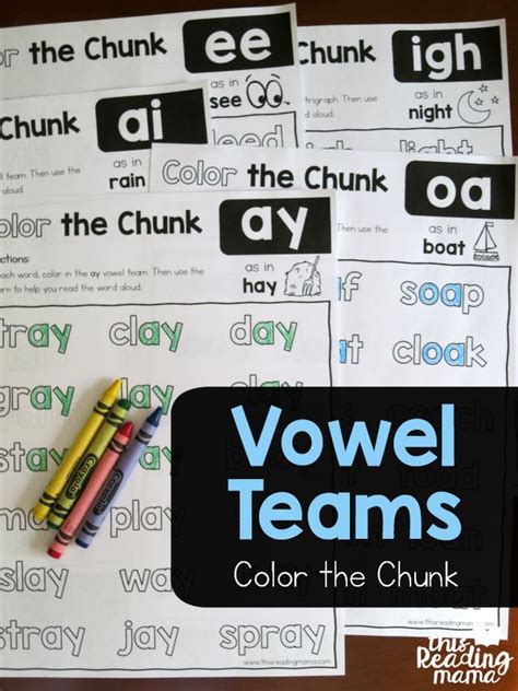 Vowel Team Phonics Worksheets Color The Chunk