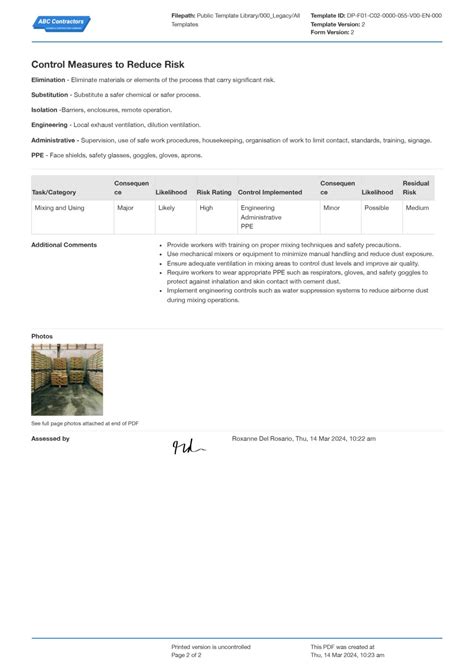Chemical Risk Assessment Form Template Smarter Than Excel