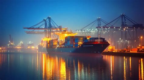 Container Ships At Dock Premium Ai Generated Image