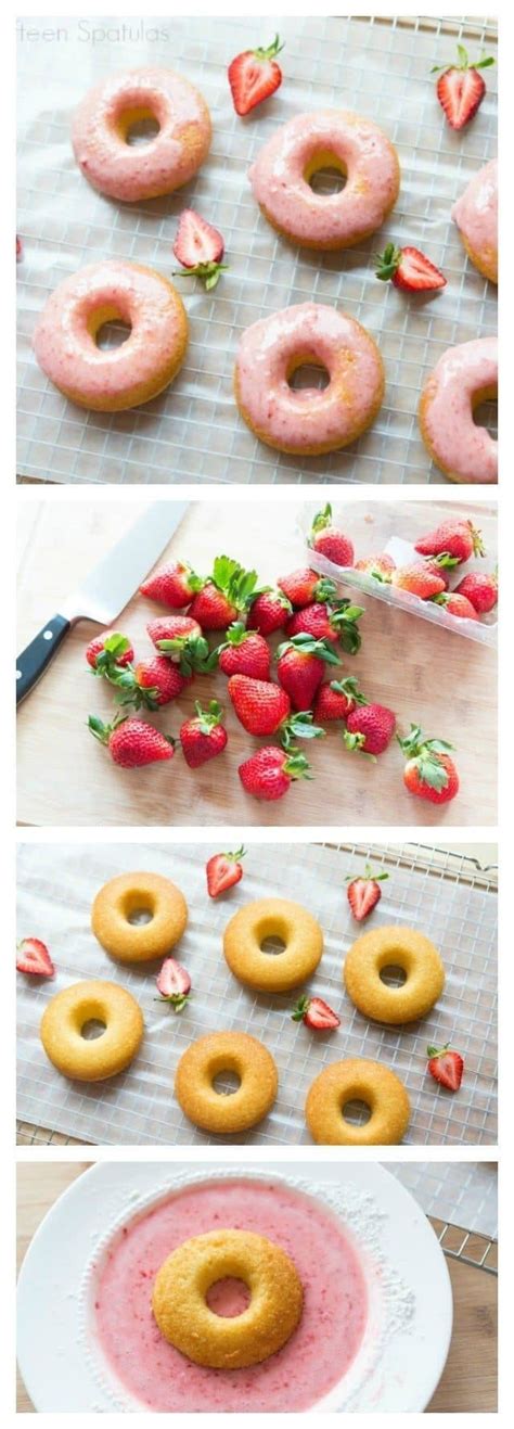 Fresh Strawberry Glazed Baked Doughnuts Fifteen Spatulas