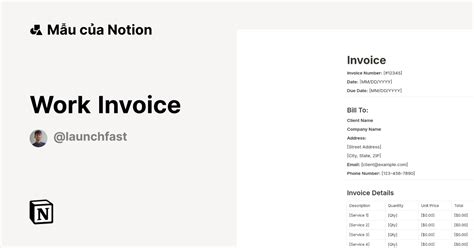 Work Invoice Mẫu Do Launchfast Tạo Thị Trường Notion