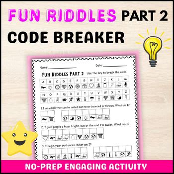 Fun Riddles Part Code Breaker Cryptogram Worksheets By Teacher Ever Creative