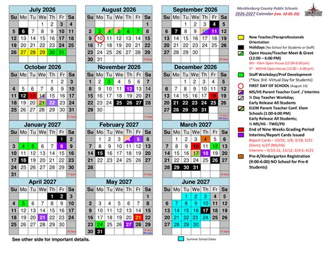 Mecklenburg County Public Schools Calendar 26 27
