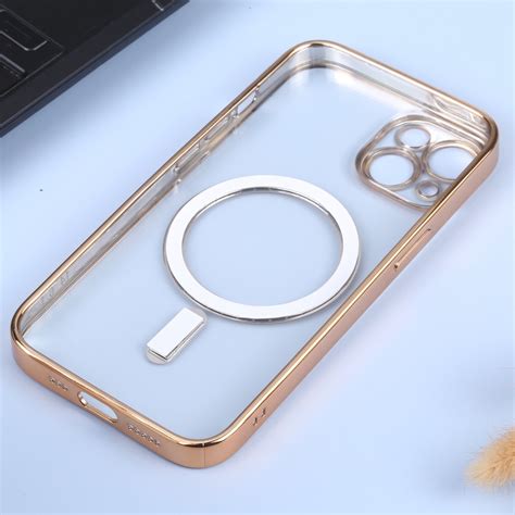 Magsafe Electroplating Straight Tpu Phone Case For Iphone 12 Gold