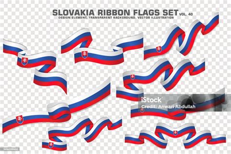 슬로바키아 리본 플래그 세트 요소 디자인 벡터 일러스트 레이 션 3차원 형태에 대한 스톡 벡터 아트 및 기타 이미지 3차원 형태 Pegida 개념 기호 Istock