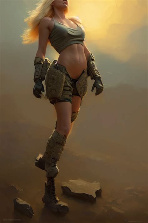 Krea Ai Cinematic Shot Of Blonde Female Soldier With Wings