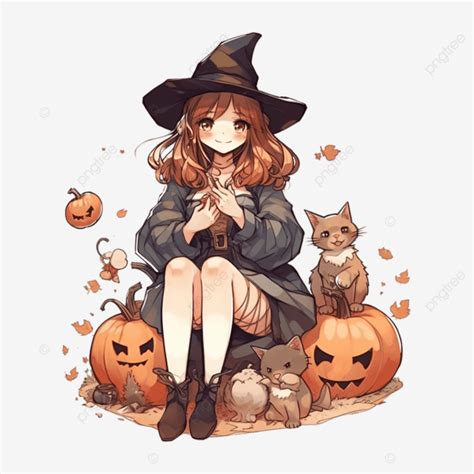 할로윈 마녀 호박 랜턴 귀여운 일러스트 할로윈 마녀 비 Png 일러스트 및 이미지 에 대한 무료 다운로드 Pngtree